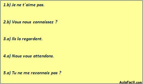 🥇 【 Les pronoms compléments directs - Francés Elemental. Ejercicios