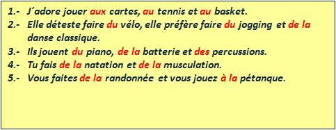 🥇 【 «JOUER» et «FAIRE» - Francés Elemental. Ejercicios
