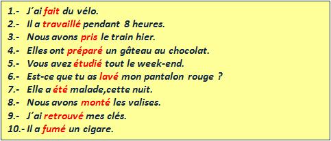 🥇 【 Le passé composé avec "AVOIR" - Francés Elemental. Ejercicios