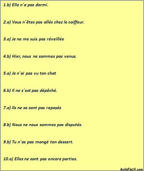 🥇 【 Le passé composé: les verbes pronominaux la négation - Francés ...