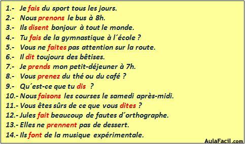 🥇 【 Les verbes irréguliers «FAIRE» «PRENDRE» «DIRE» - Francés Elemental ...